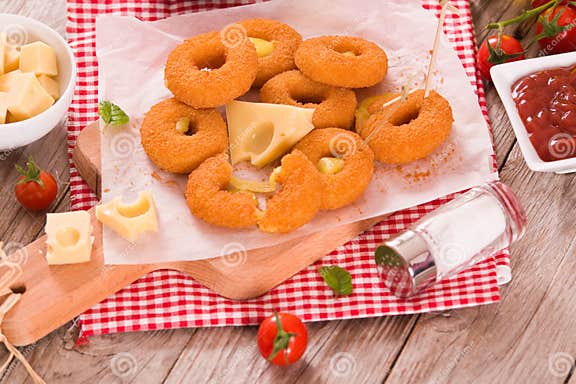 Fried cheese ring. stock photo. Image of delicious, mayonnaise - 170017572