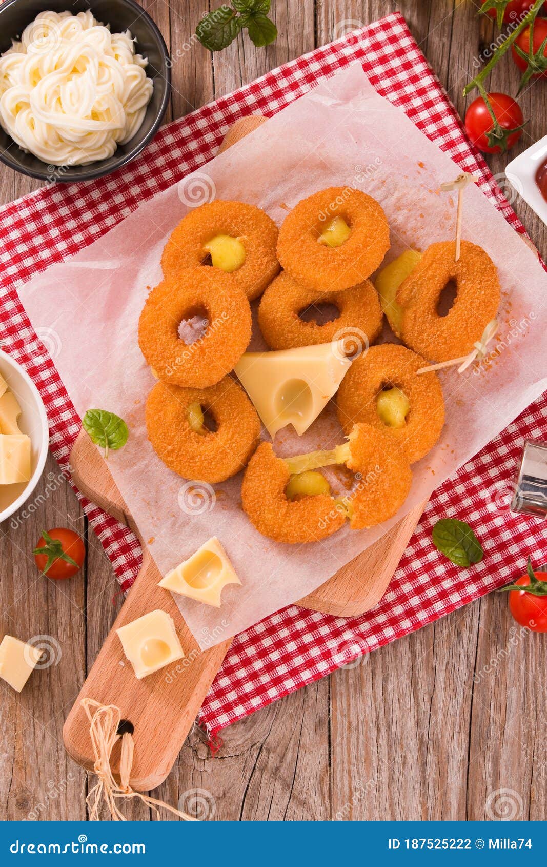 Fried cheese ring. stock photo. Image of frying, antipasto - 187525222