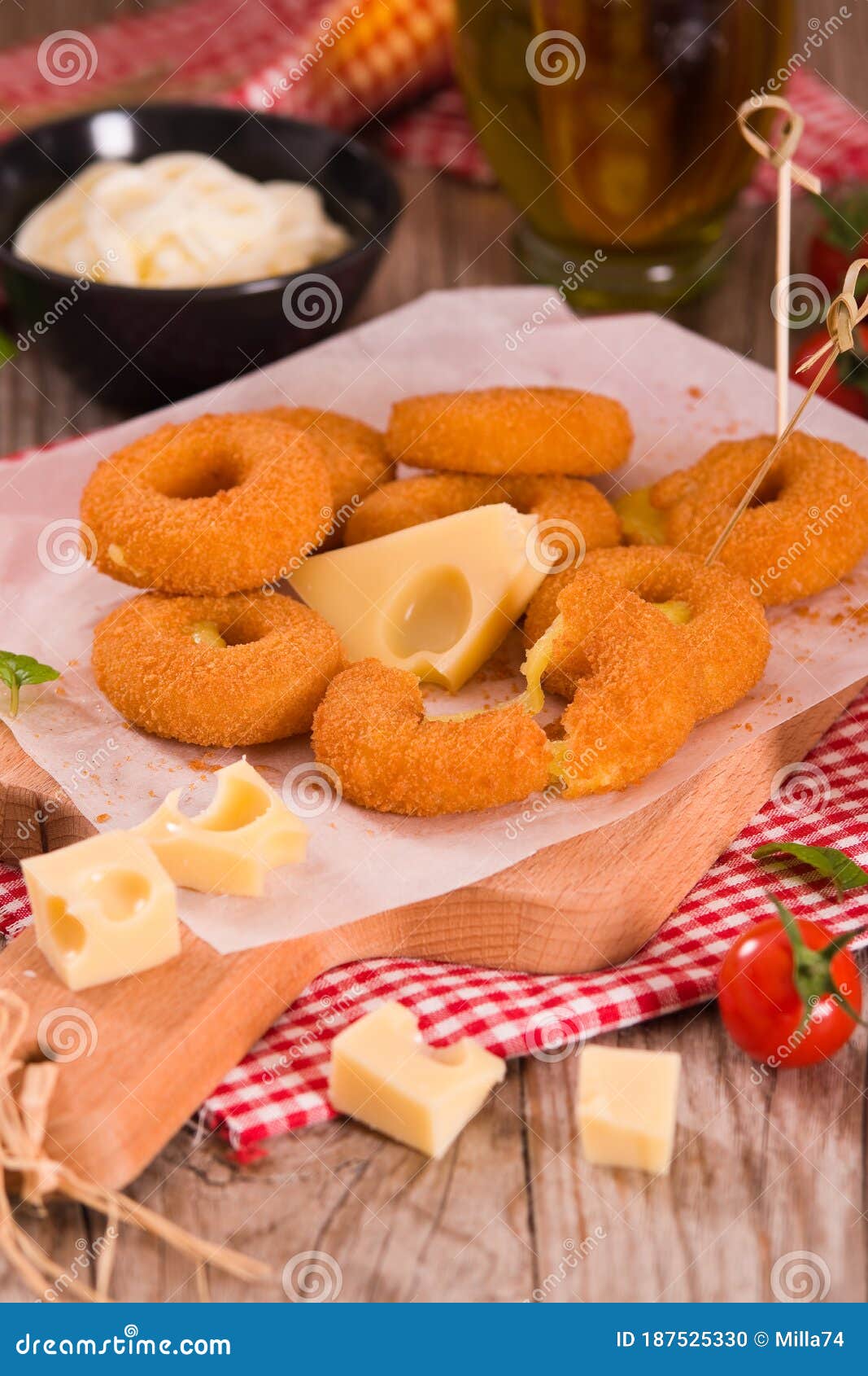 Fried cheese ring. stock photo. Image of fresh, meal - 187525330