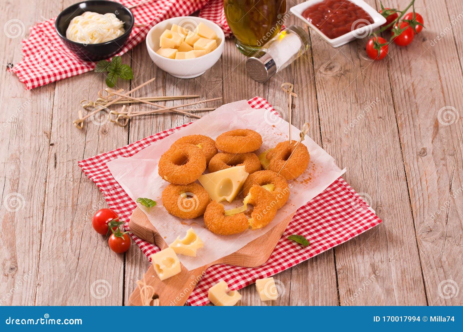 Fried cheese ring. stock photo. Image of dish, junk - 170017994