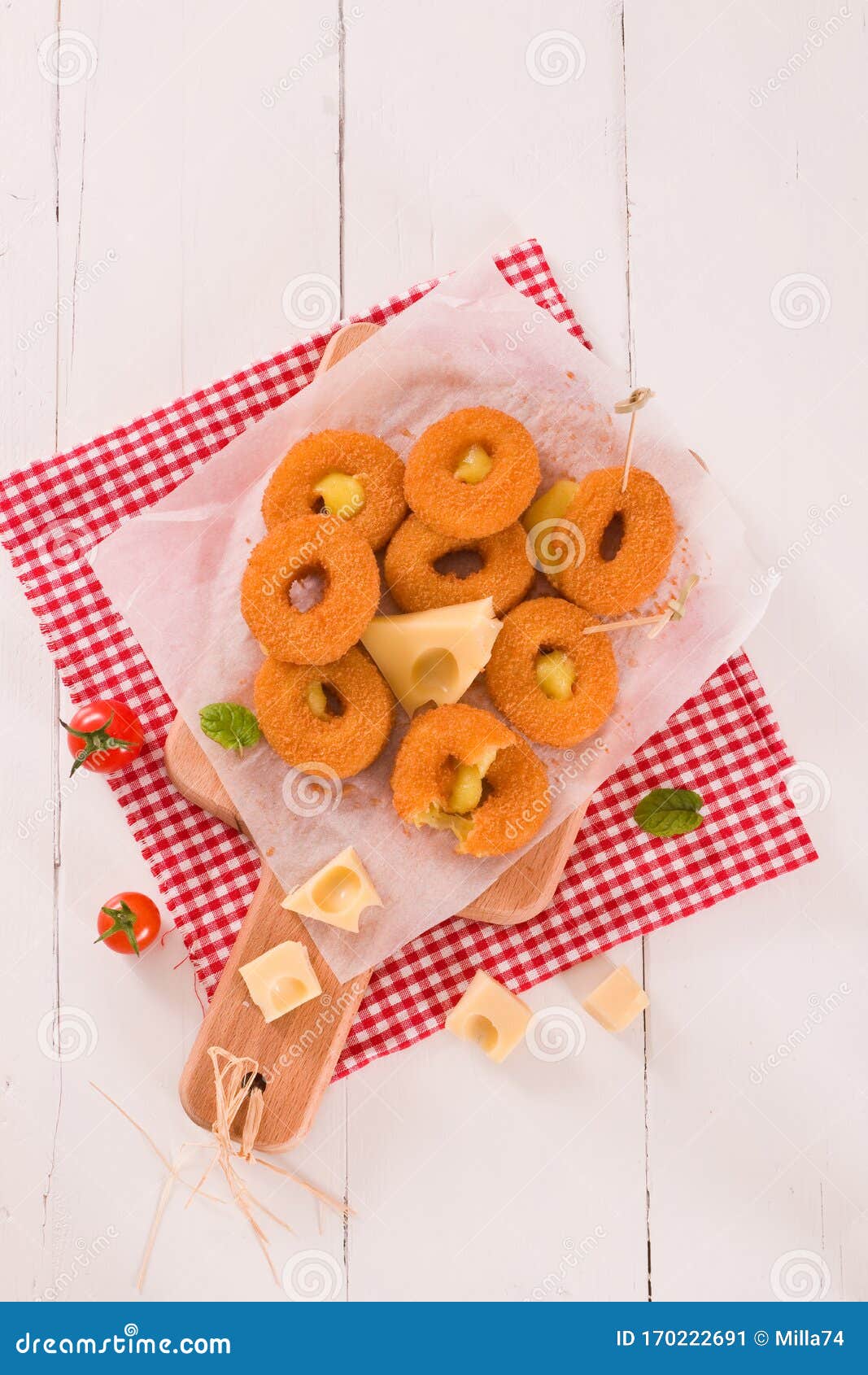 Fried cheese ring. stock image. Image of gastronomy - 170222691