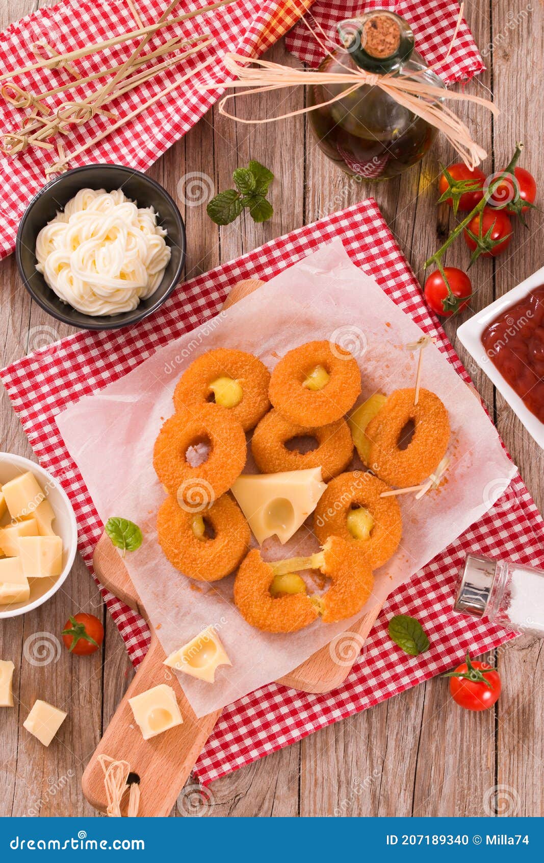 Fried cheese ring. stock photo. Image of cheese, crunchy - 207189340