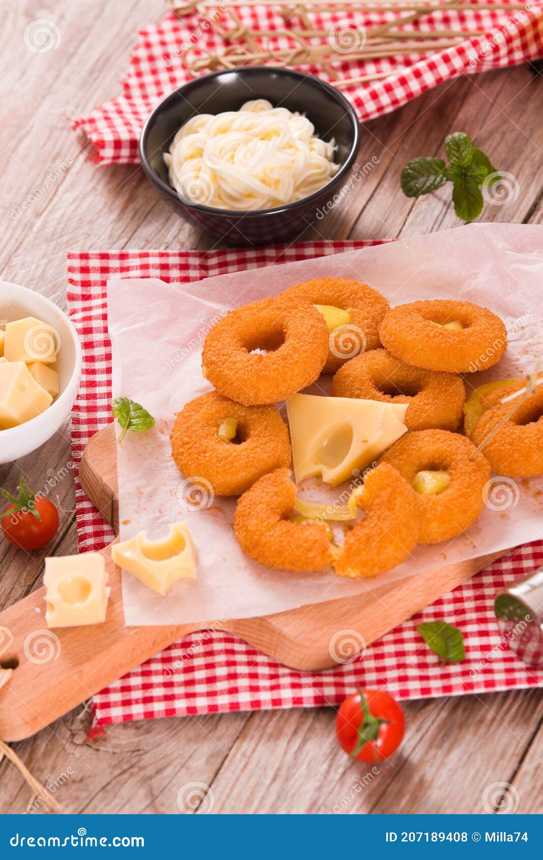 Fried cheese ring. stock photo. Image of crunchy, gourmet - 207189408