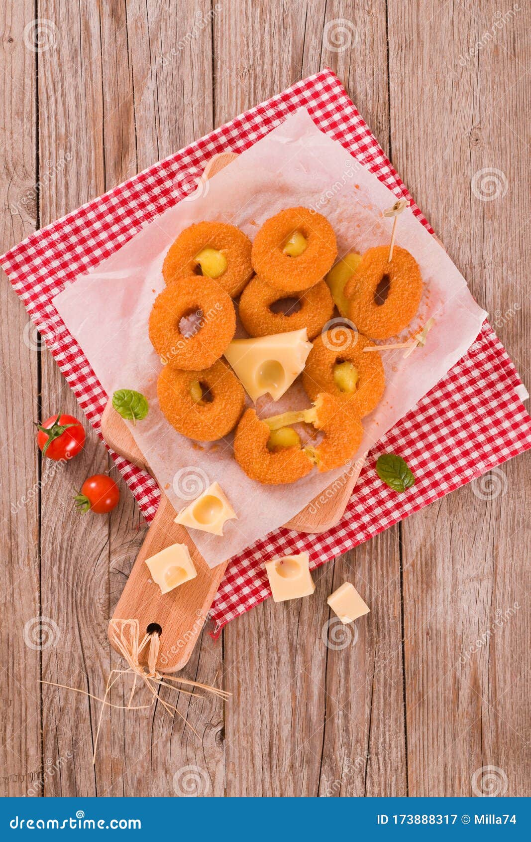 Fried cheese ring. stock image. Image of cuisine, cheesy - 173888317