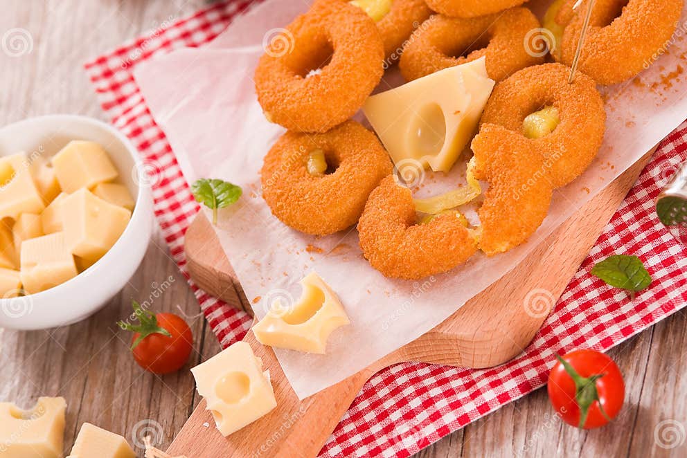Fried cheese ring. stock image. Image of healthy, appetizer - 176797071
