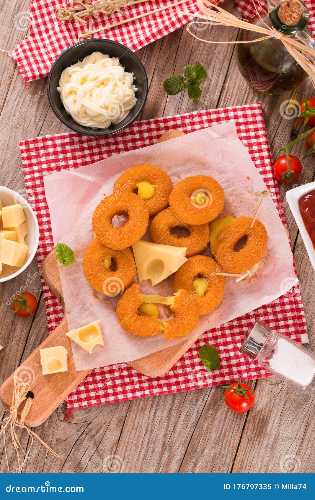 Fried cheese ring. stock image. Image of deep, gastronomy - 176797335