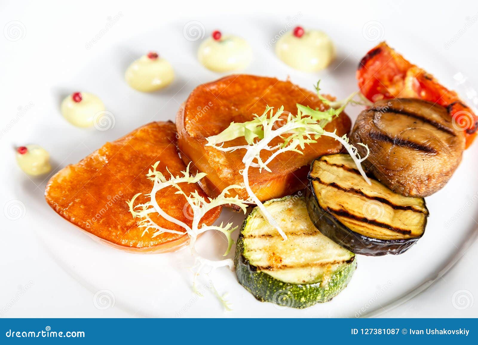 Fried Cheese Scamorza with Grilled Vegetables Stock Image - Image of ...
