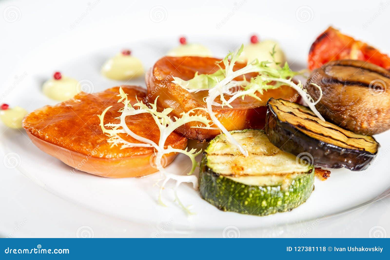 Fried Cheese Scamorza with Grilled Vegetables Stock Photo - Image of ...