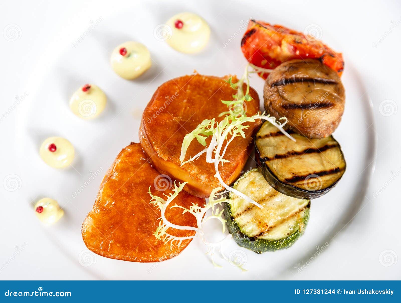 Fried Cheese Scamorza with Grilled Vegetables Stock Photo - Image of ...