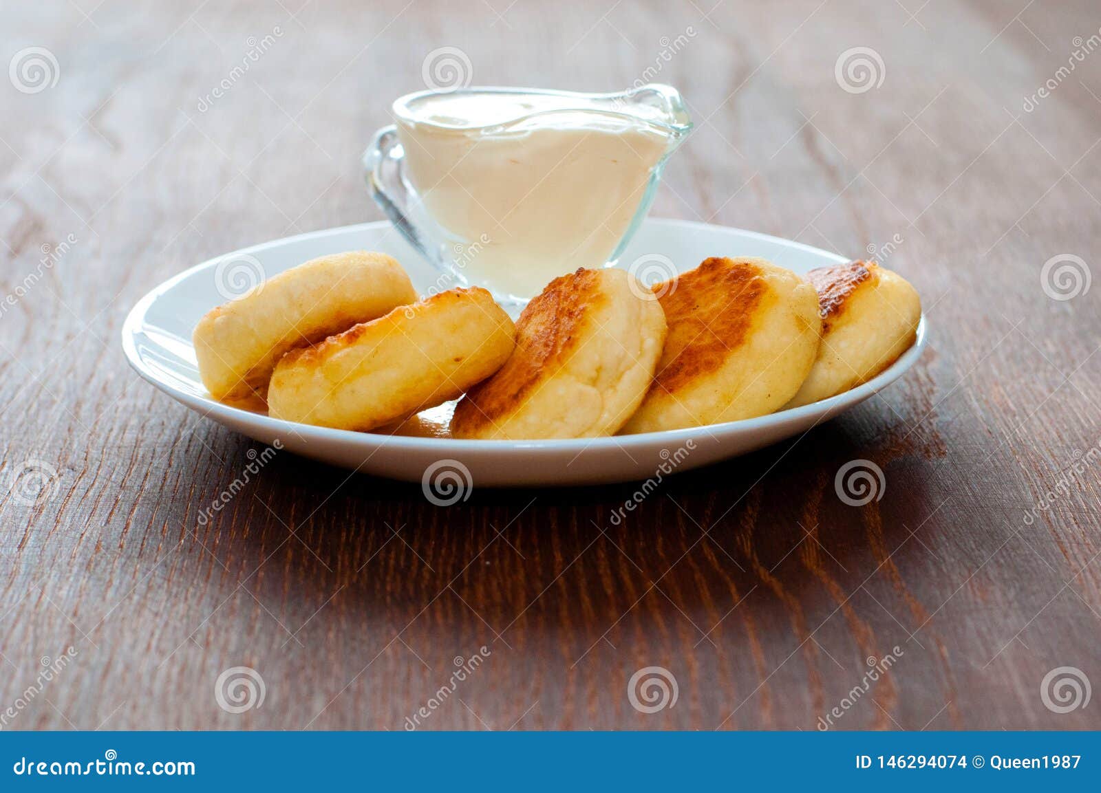 Fried Cheesecakes with Sour Cream Side View. for Cafe or Restaurant ...
