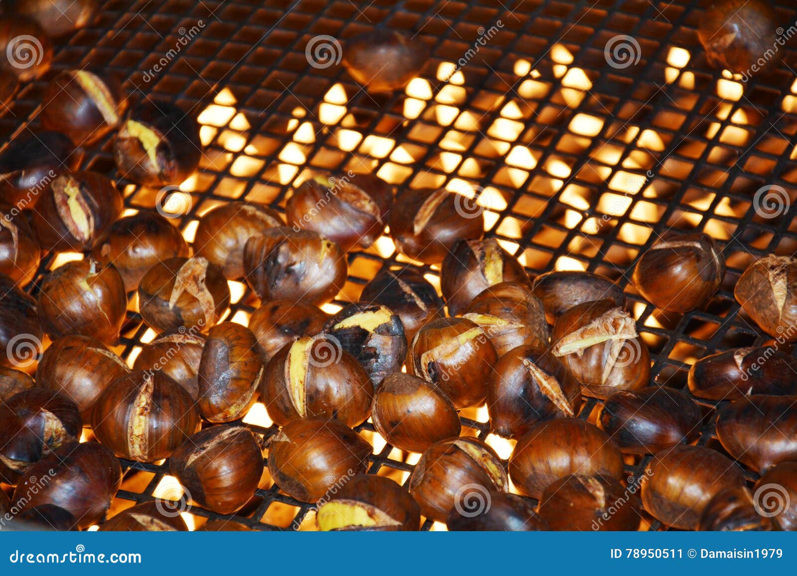 Fried Chestnuts and Fire, Close Up Stock Image - Image of fried ...