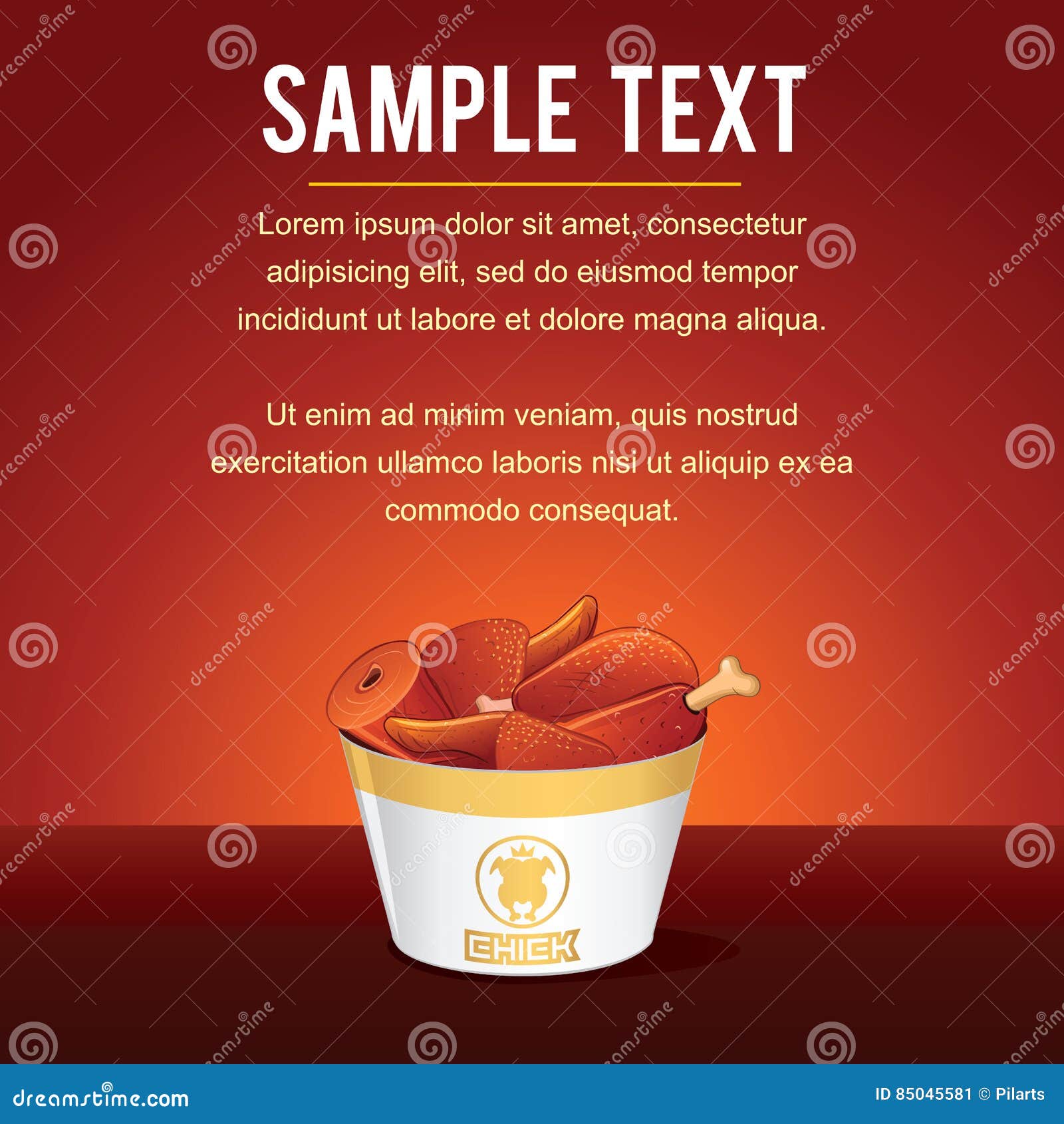 Fried Chicken Basket. Menu Vector Template Stock Vector - Illustration ...