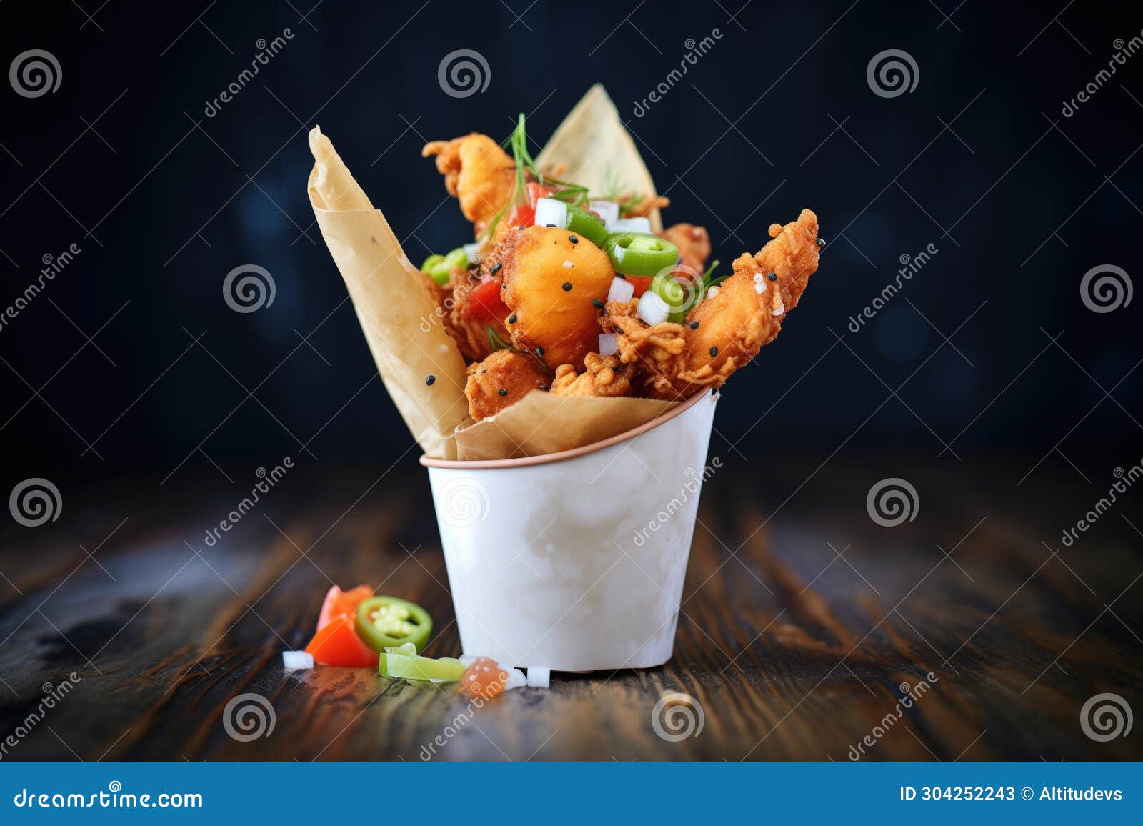 Fried Chicken Bites in a Paper Cone Stock Image - Image of brown ...
