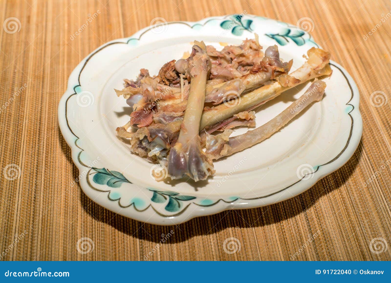 Fried Chicken Bones in Emptiy Plate Stock Photo - Image of avian ...
