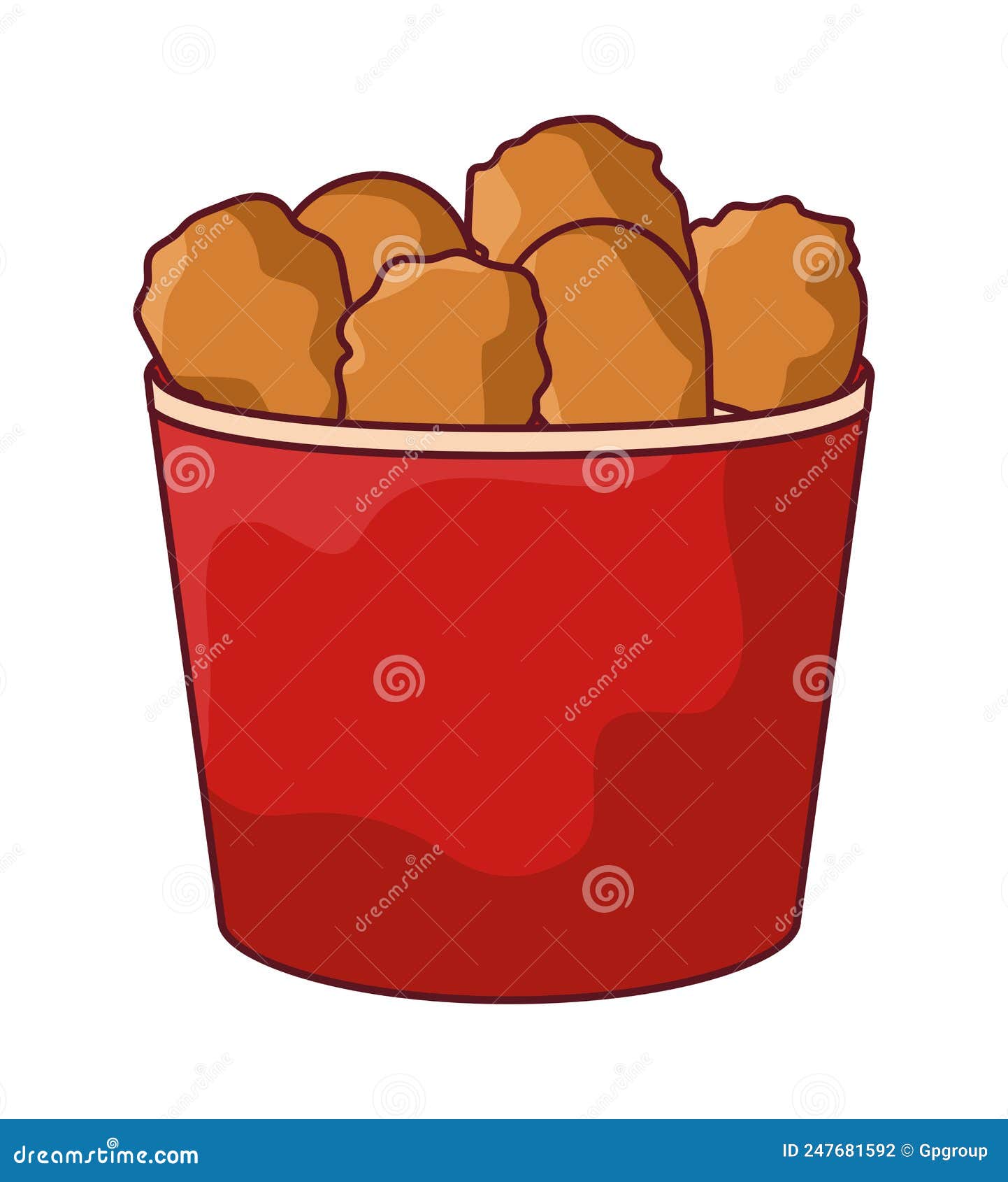Fried chicken bucket stock vector. Illustration of lunch - 247681592