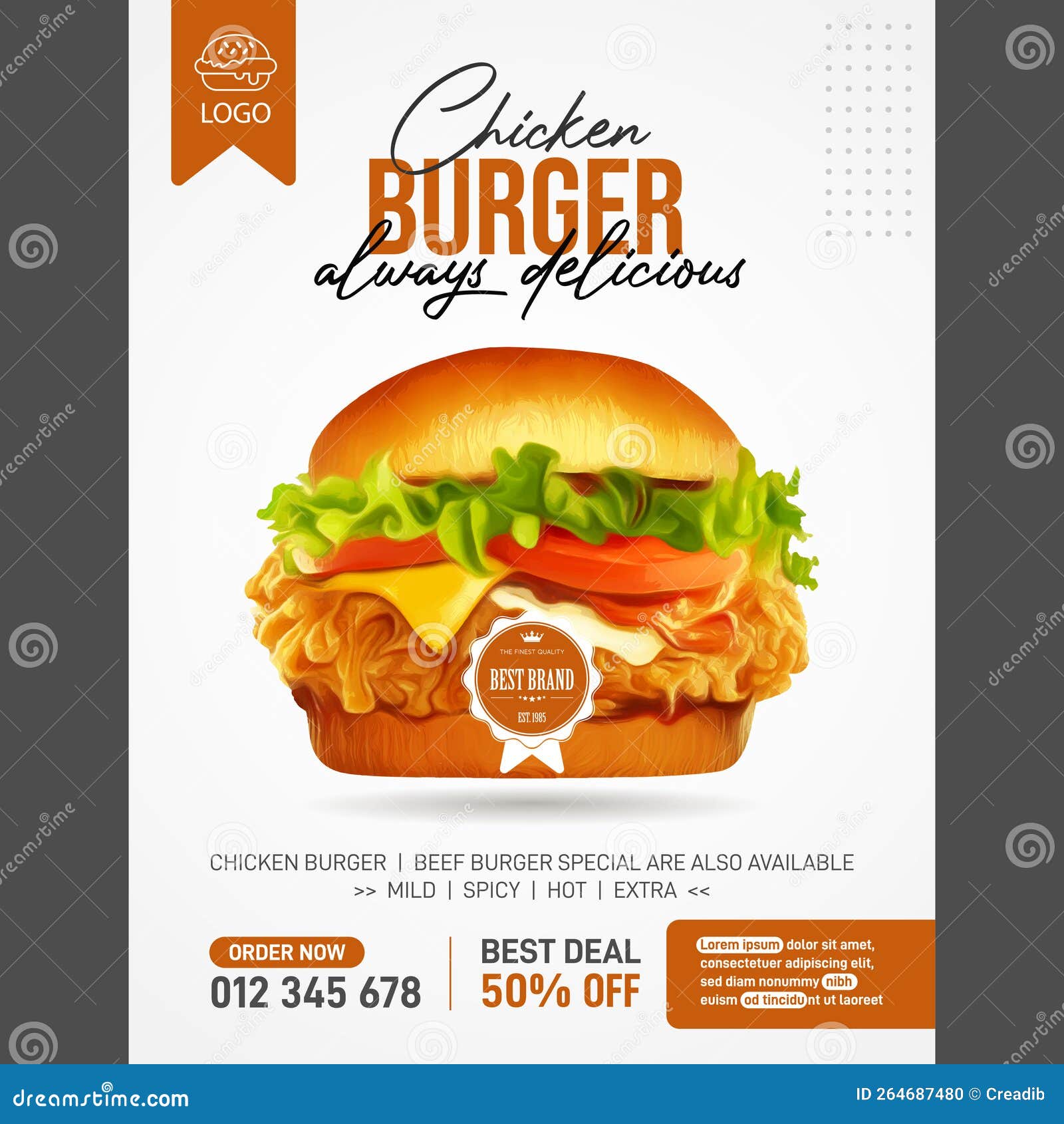 Fried Chicken Burger Banner Ads Design Template Stock Vector ...