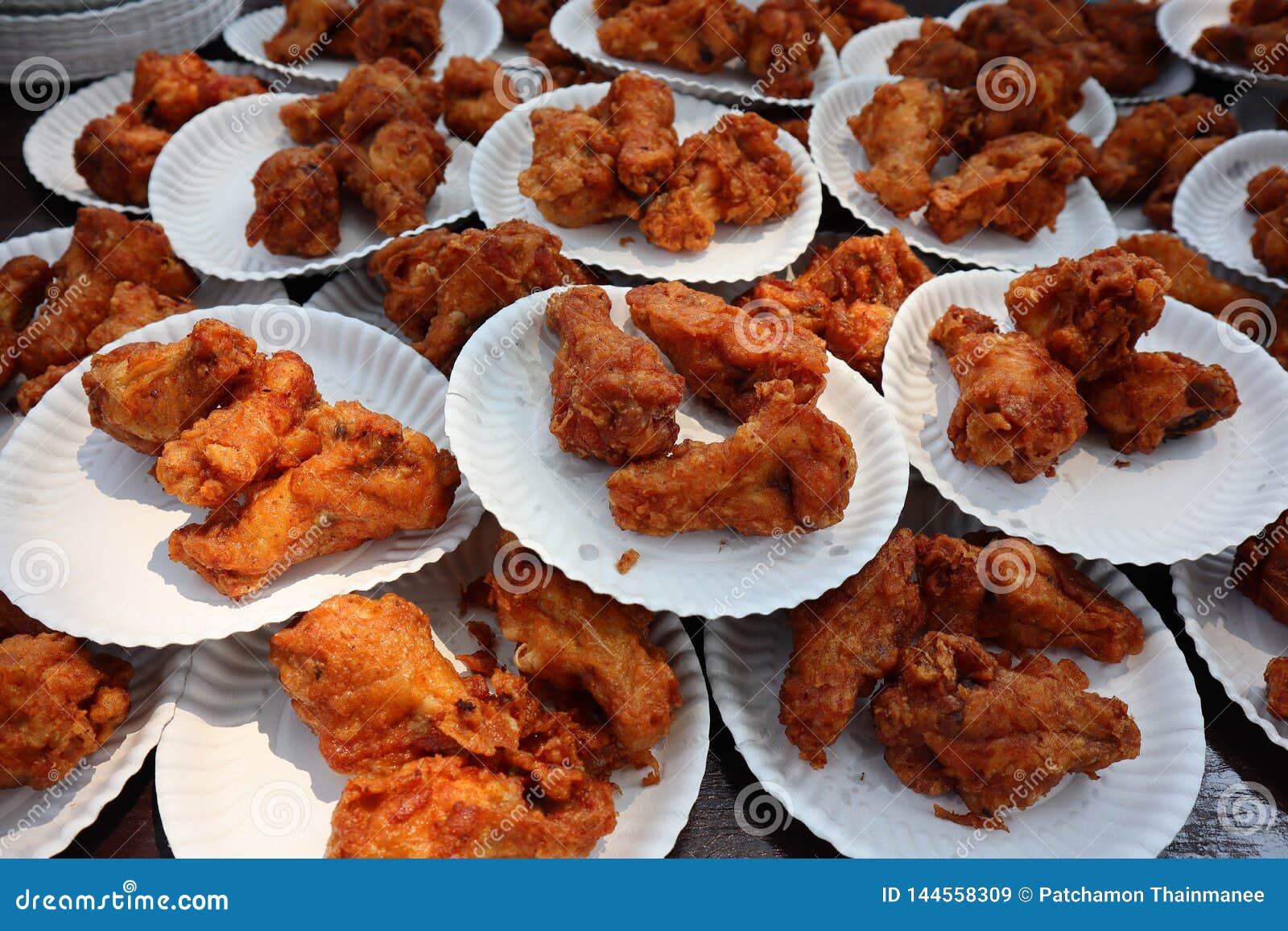 Fried Chicken Calves, Add a Large Number of Plates Stock Image - Image ...