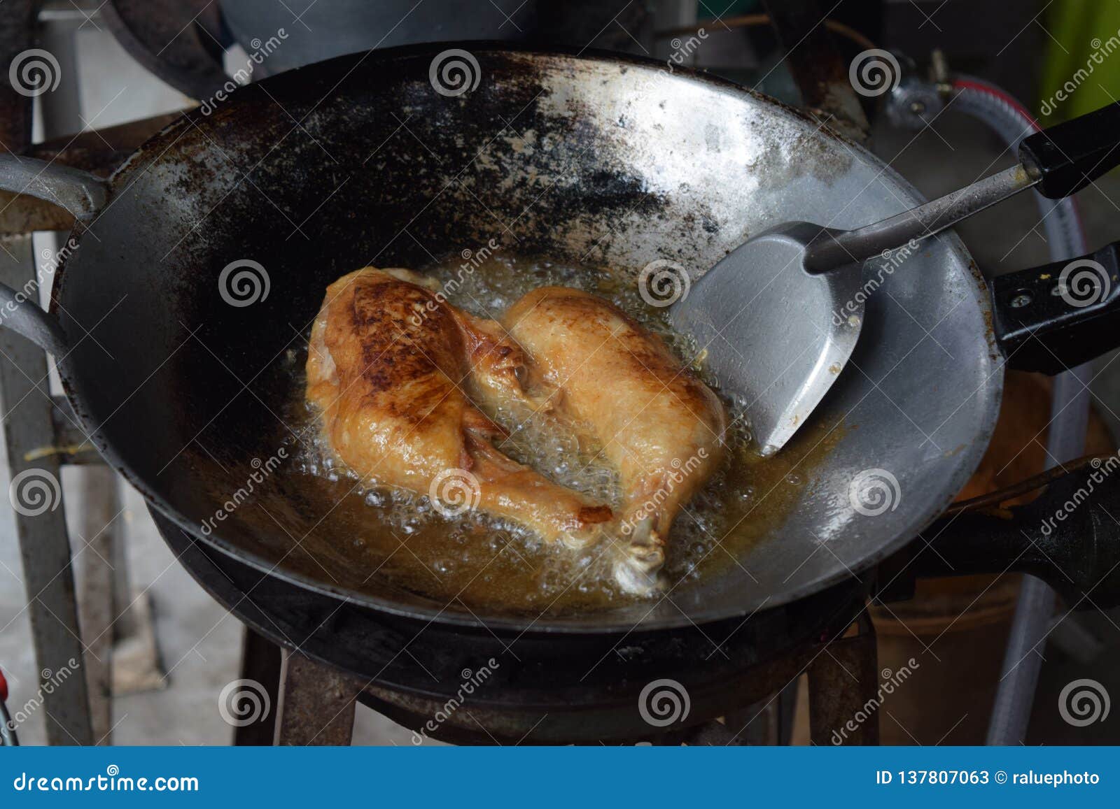 Fried Chicken Calves in an Iron Pan Stock Image - Image of happy, meat ...