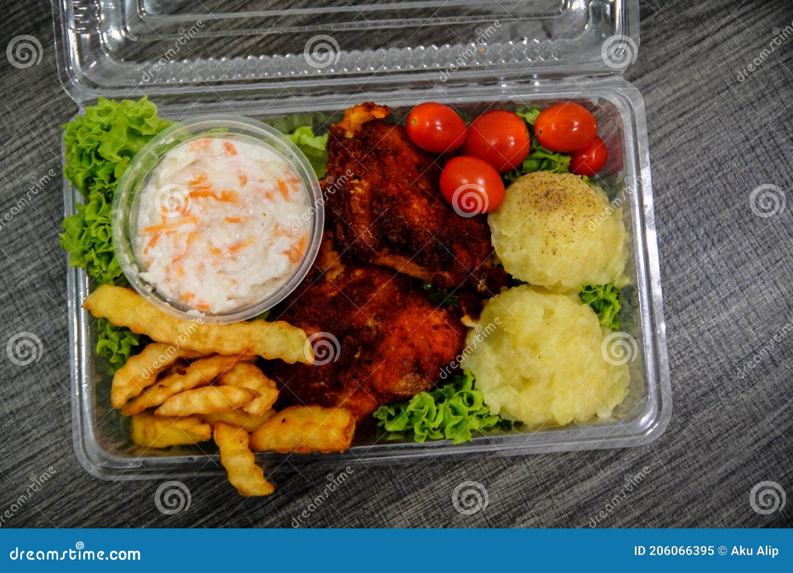 Fried Chicken Chop in a Container Box Stock Image - Image of asian ...