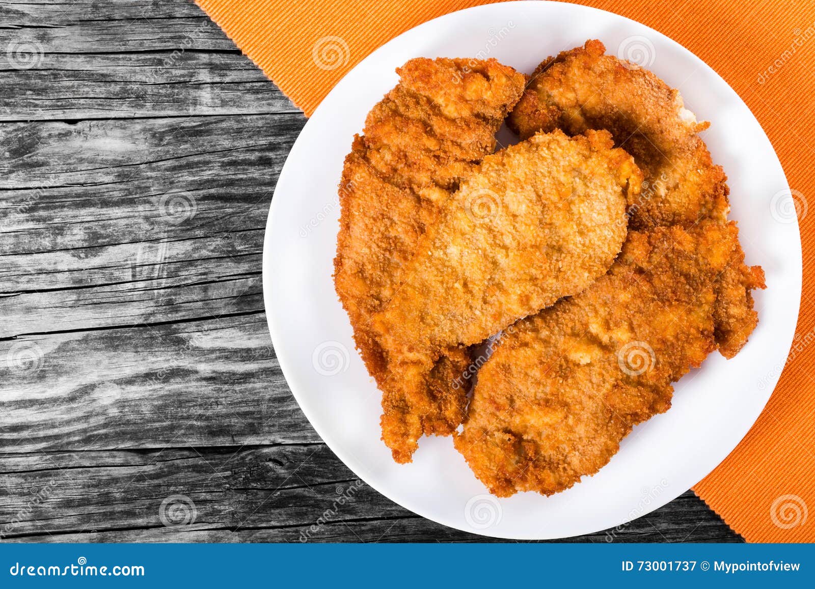 Fried Chicken Chops on a White Dish, Top View Stock Image - Image of ...