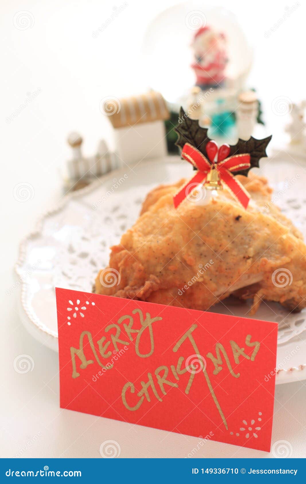 Fried Chicken and Christmas Ornament Stock Photo - Image of indoor ...