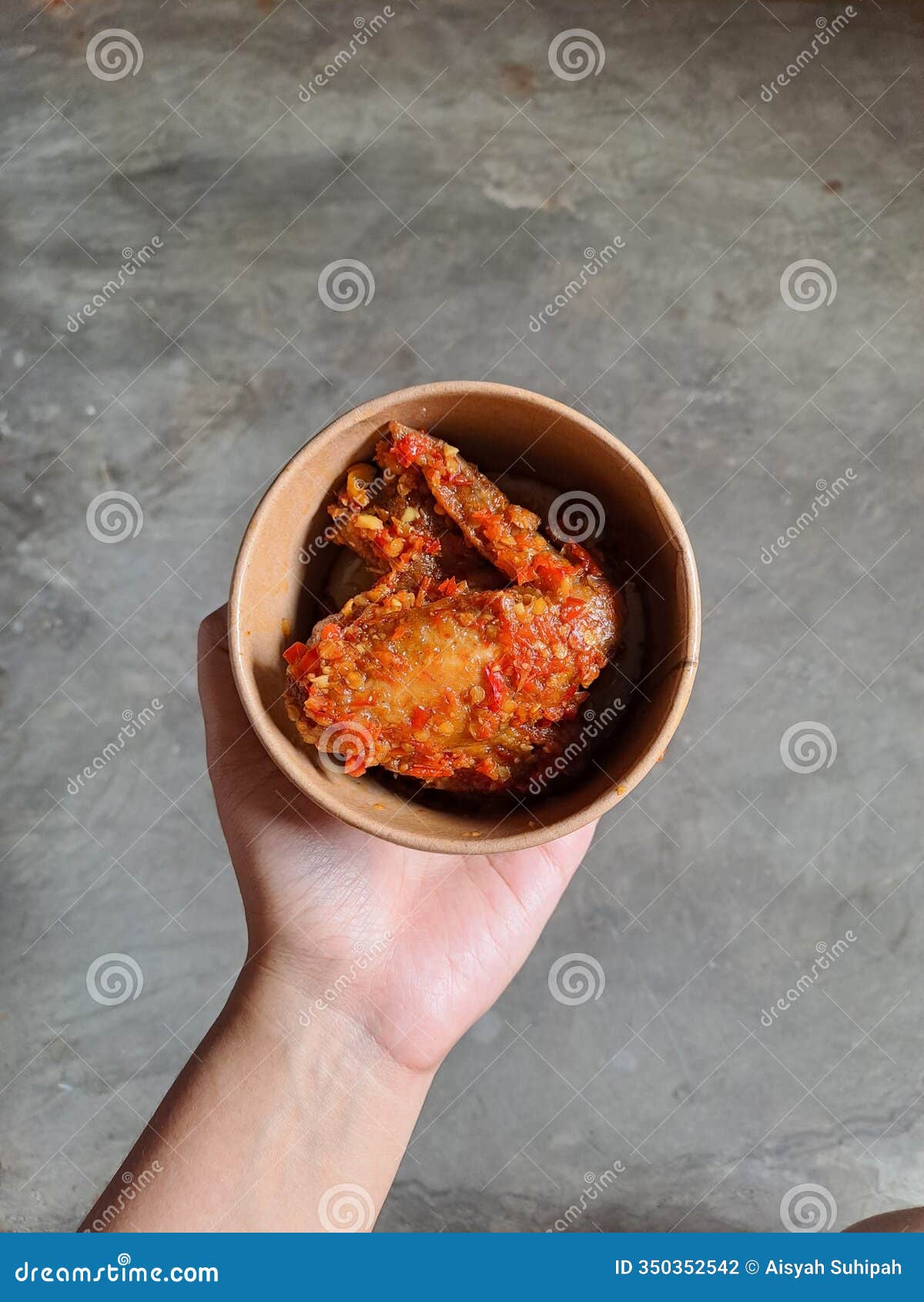 Fried Chicken Coated with Typical Indonesian Chili Sauce Stock Photo ...