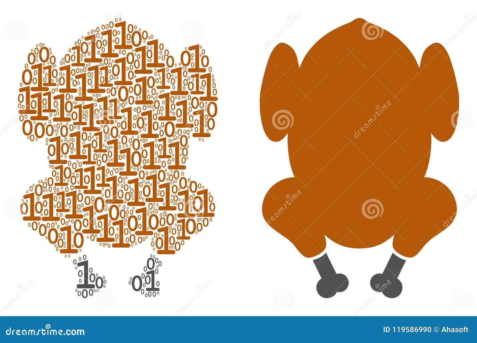 Fried Chicken Collage of Binary Digits Stock Vector - Illustration of ...
