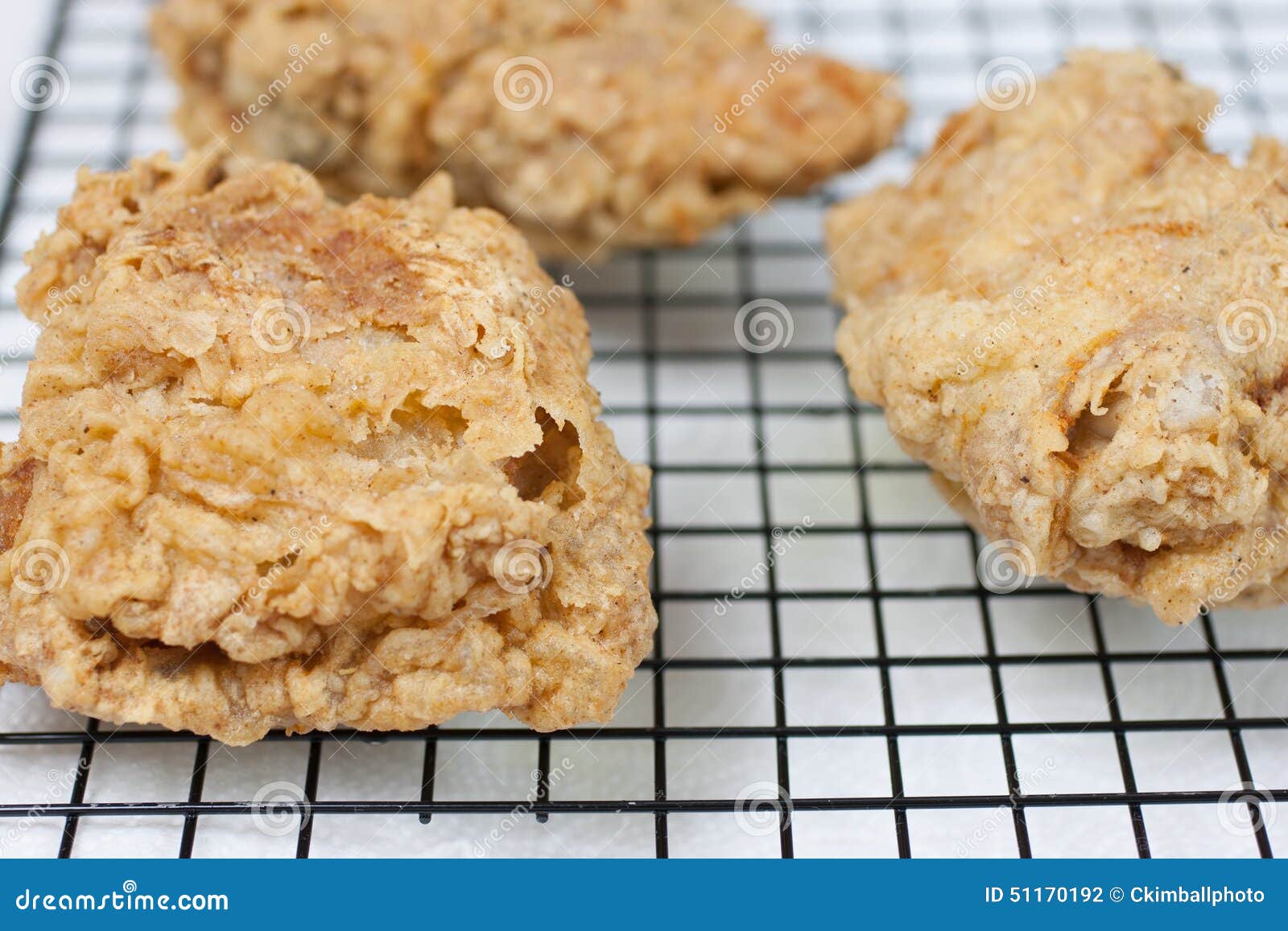 Fried Chicken on a Cooling Rack Stock Photo - Image of cooked, fresh ...