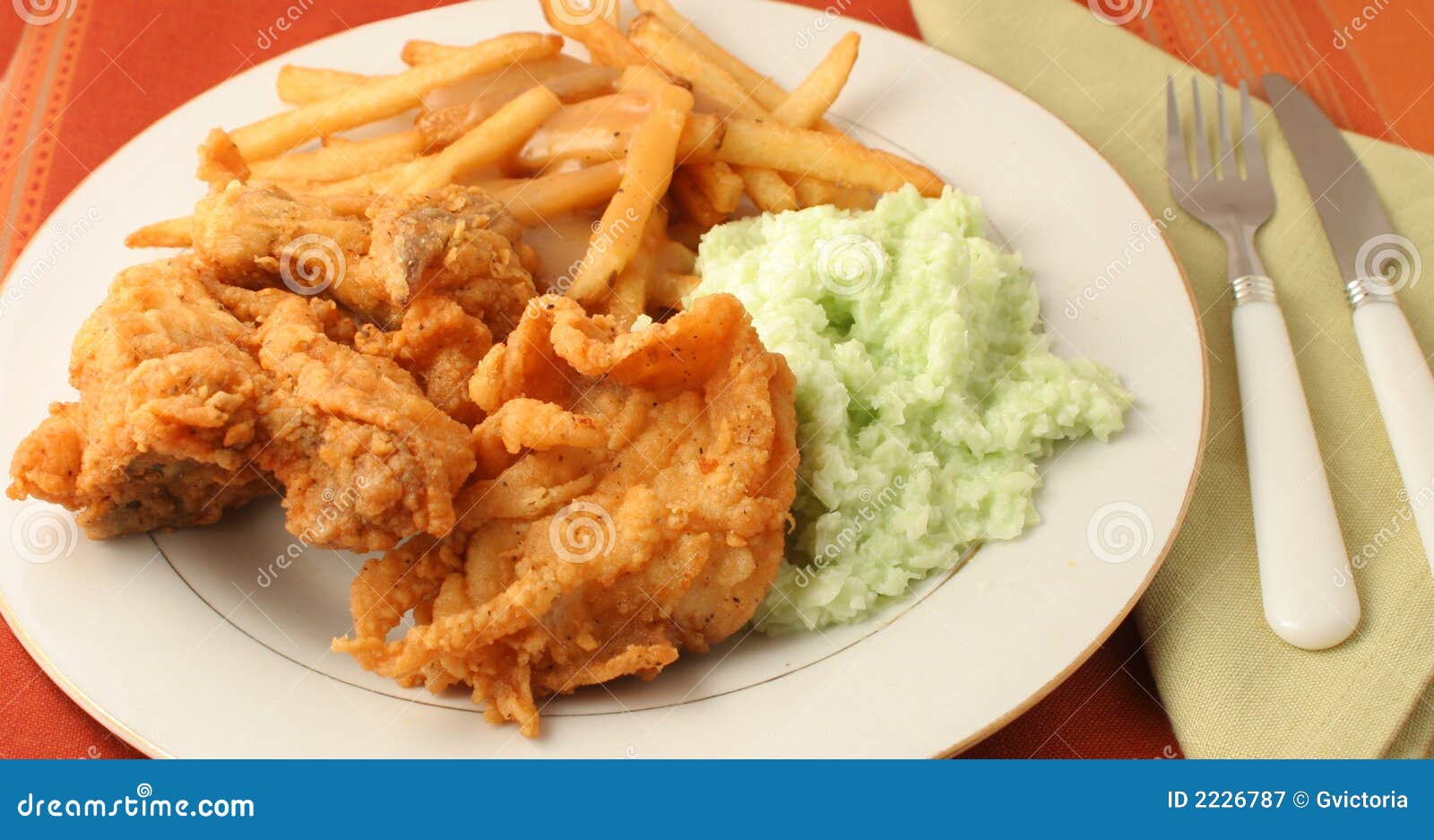Fried chicken dinner stock image. Image of food, crispy - 2226787