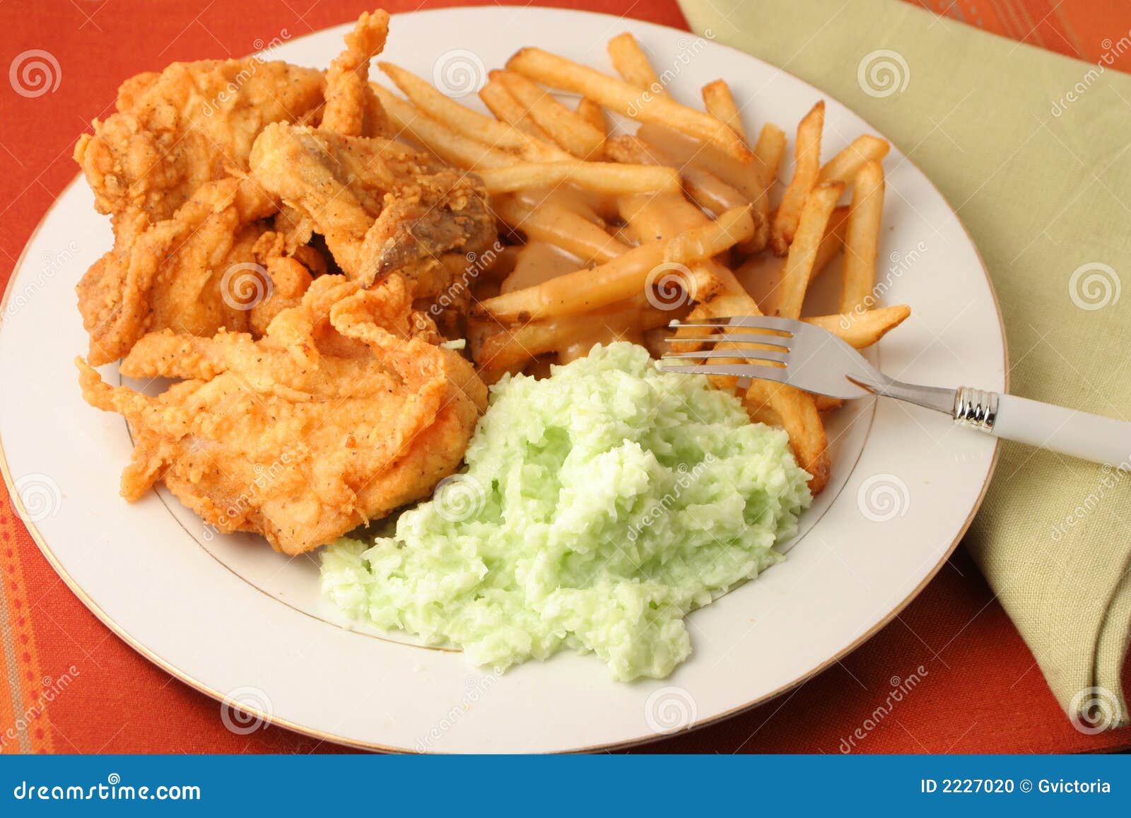 Fried chicken dinner stock photo. Image of salad, edible - 2227020