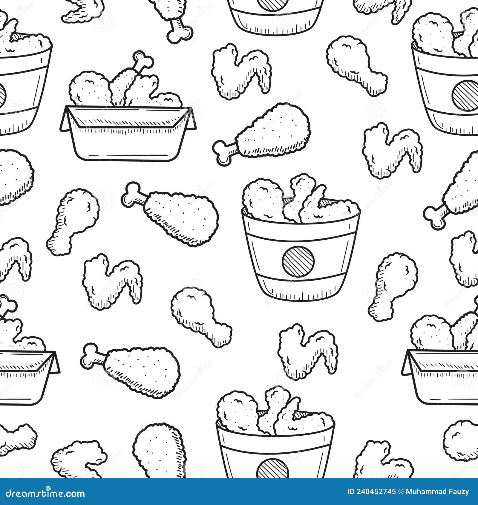 Fried Chicken Doodle Pattern with Cute Design Stock Vector ... Fried Chicken Doodle Pattern with Cute Design Stock Vector ...
