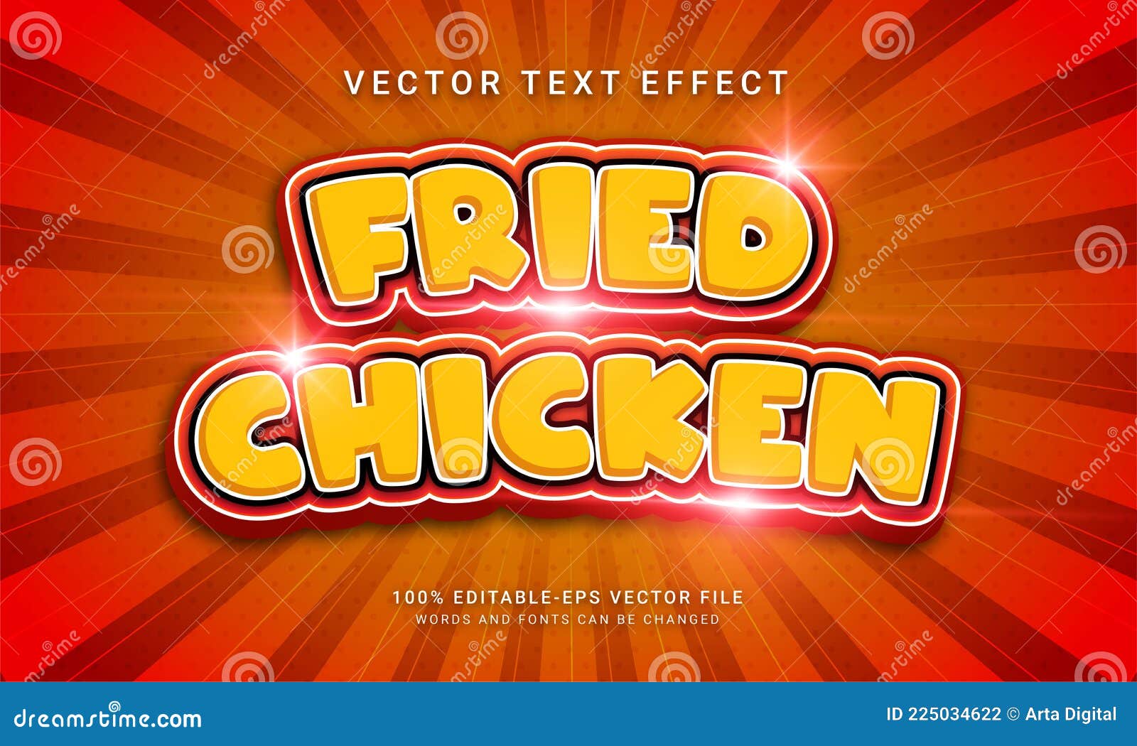 Fried Chicken Editable Text Effect Themed Food Menu Stock Vector ...