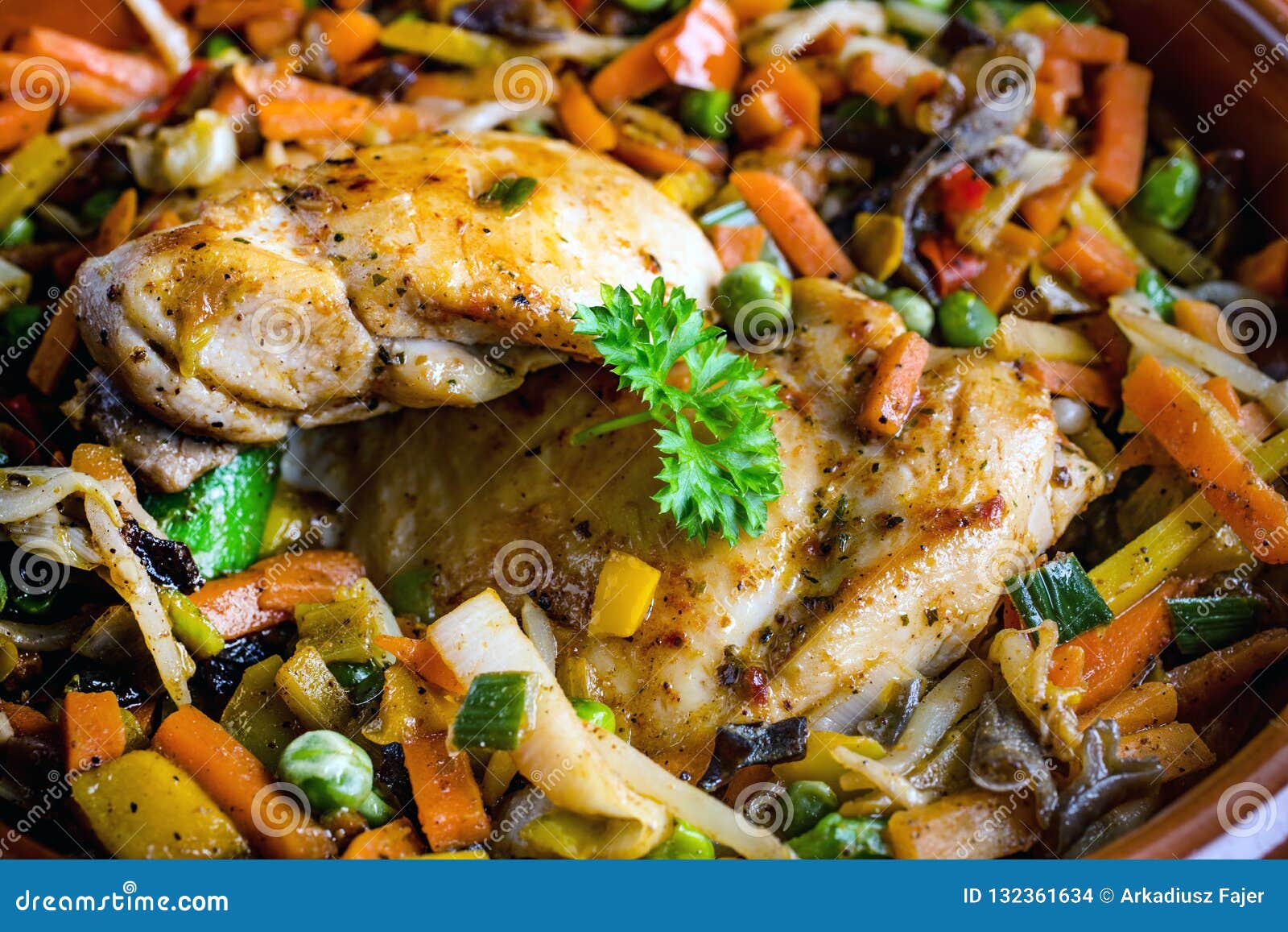 Fried Chicken Fillet with Vegetables Stock Photo - Image of meal, dish ...