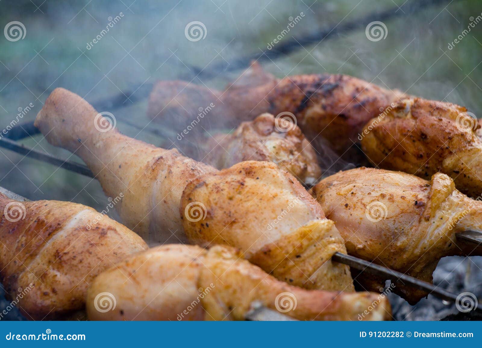 Fried chicken stock photo. Image of shashlik, smoke, chicken - 91202282