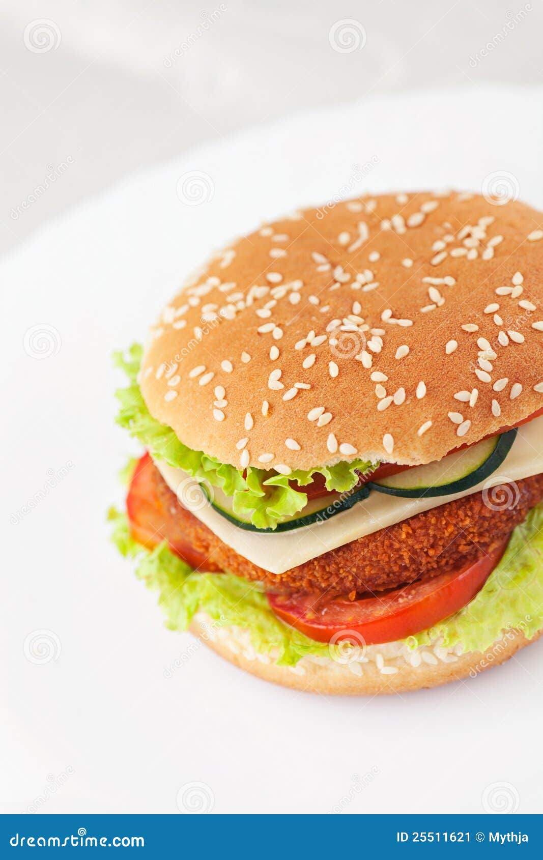 Fish Burger With Cheese And Mayonnaise Close Up Isolated On White ...