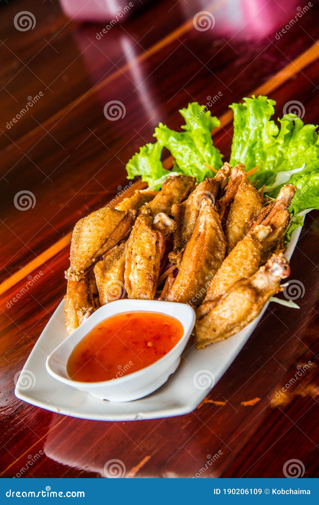 Fried Chicken with Fish Sauce on Modern Plate Stock Image - Image of ...