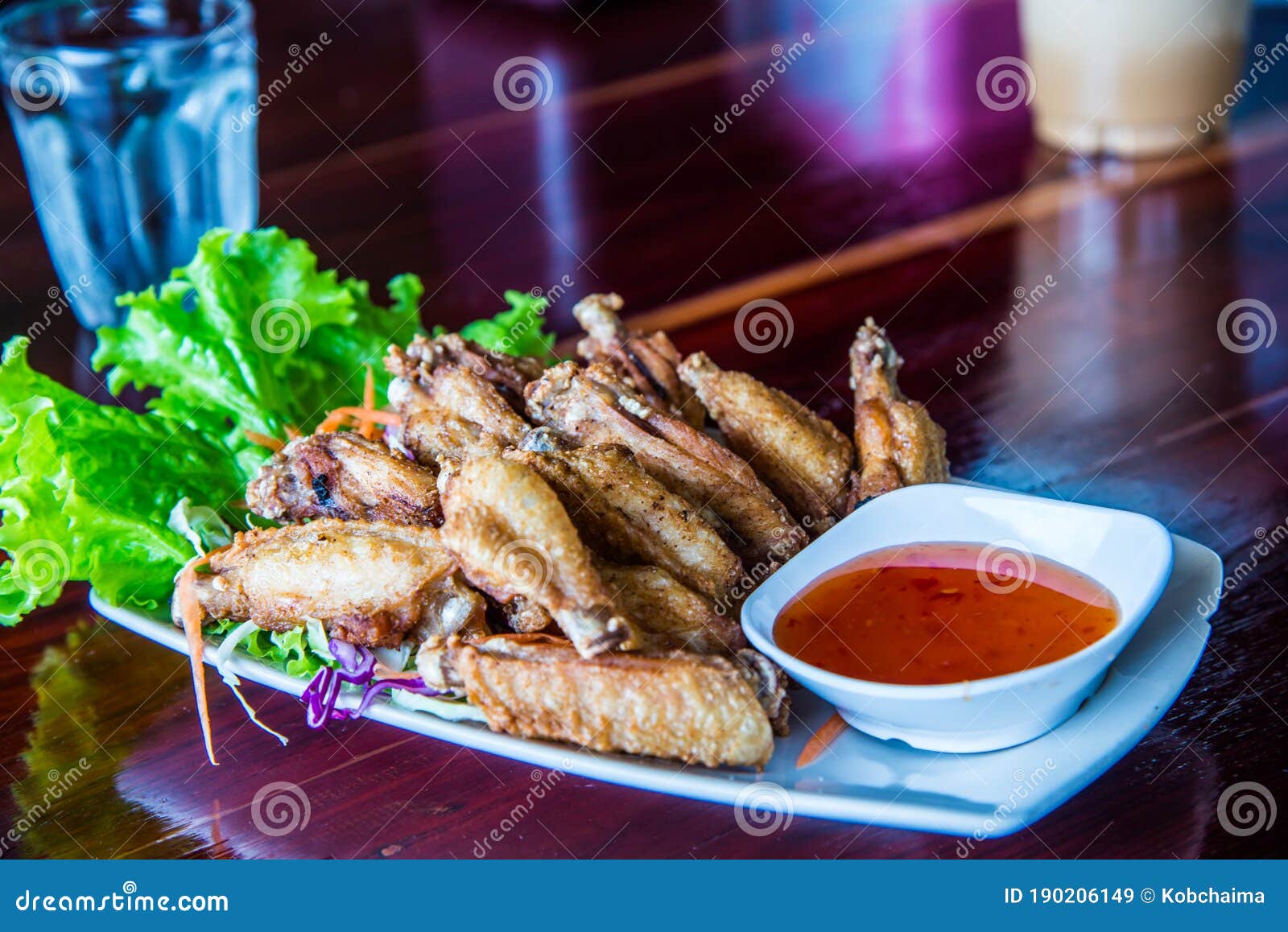 Fried Chicken with Fish Sauce on Modern Plate Stock Image - Image of ...