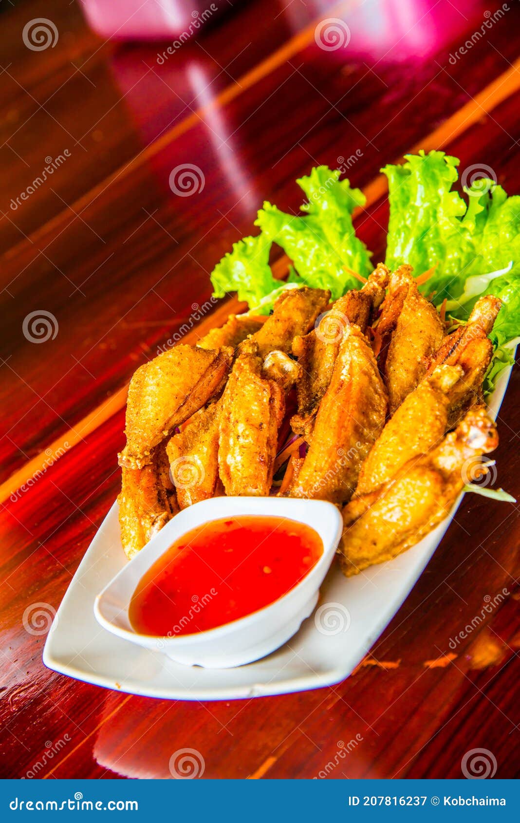 Fried Chicken with Fish Sauce on Modern Plate Stock Image - Image of ...