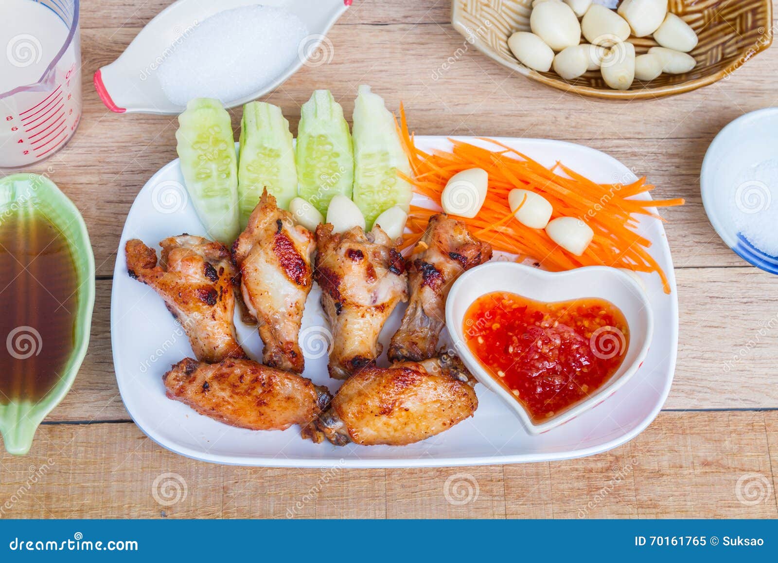 Fried Chicken with Fish Sauce Stock Image - Image of diet, cooking ...