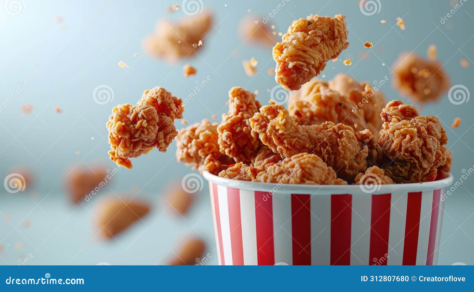 Fried Chicken Flies Out of the Bucket Stock Illustration - Illustration ...