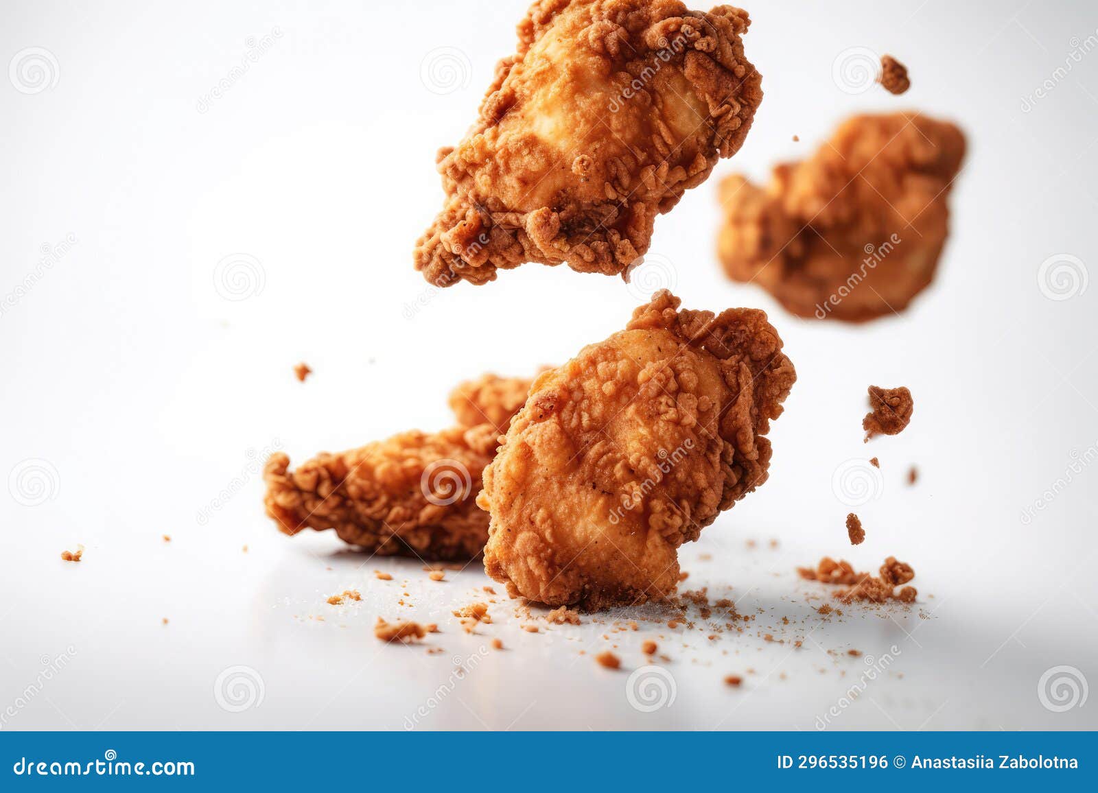 Fried Chicken Flying on White Background, Floating in the Air ...