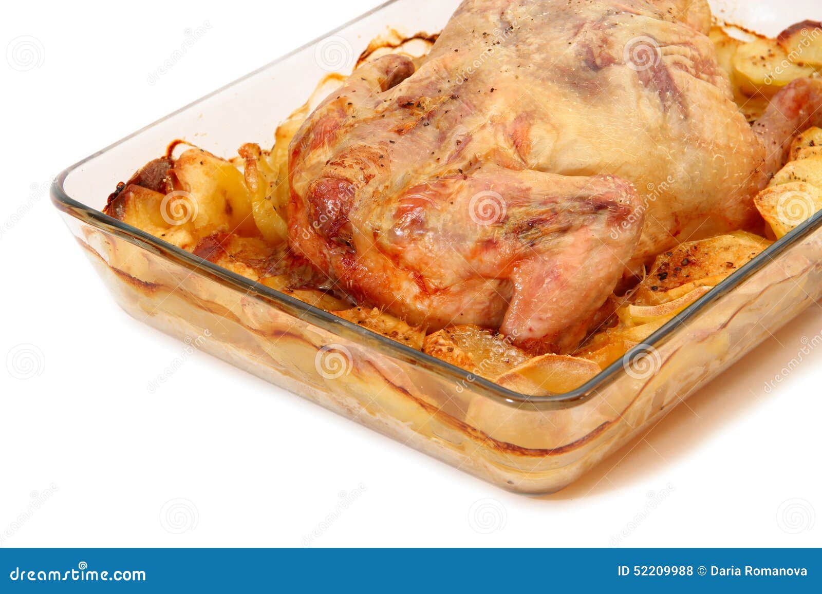 Fried Chicken in a Glass Baking Pan Closeup Stock Photo - Image of ...