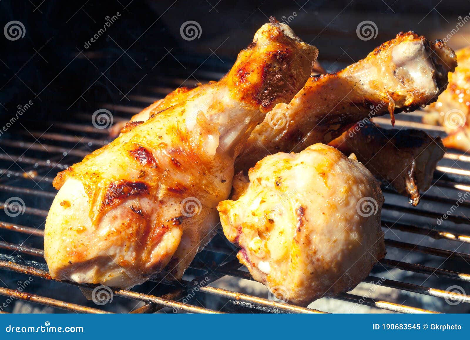 Fried chicken on the grill stock image. Image of grilled - 190683545