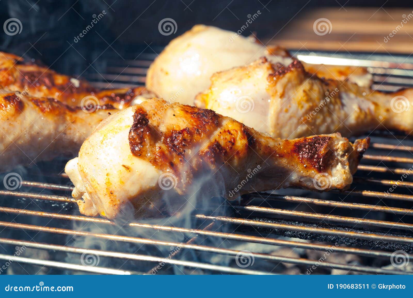 Fried chicken on the grill stock image. Image of picnic - 190683511