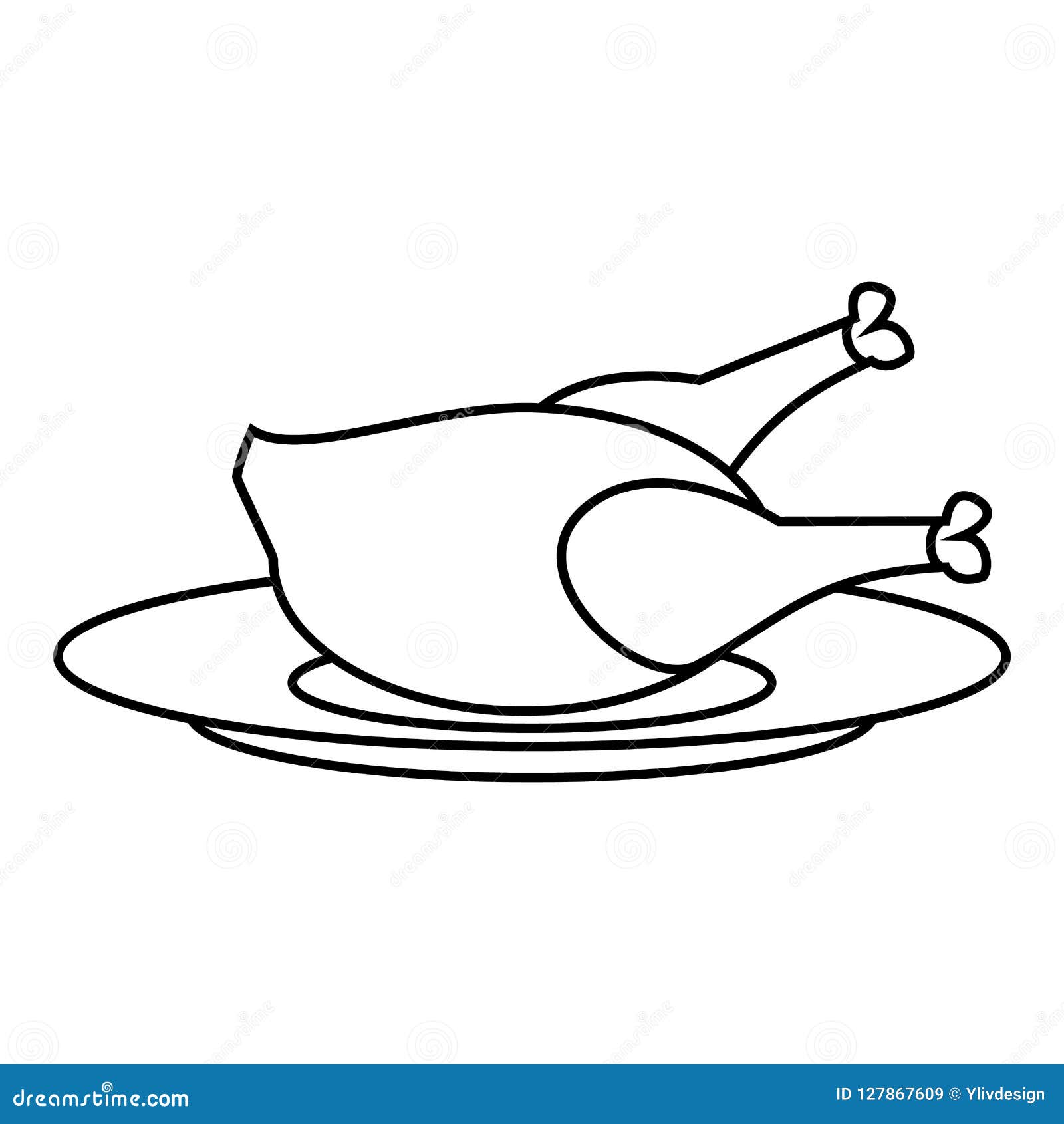 Fried Chicken Icon, Outline Style Stock Illustration - Illustration of ...