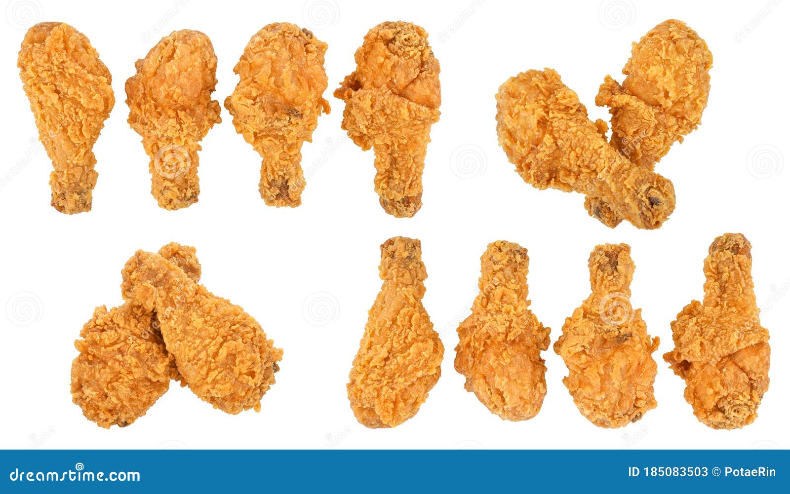Fried Chicken Isolated on White Background. Top View Stock Image ...