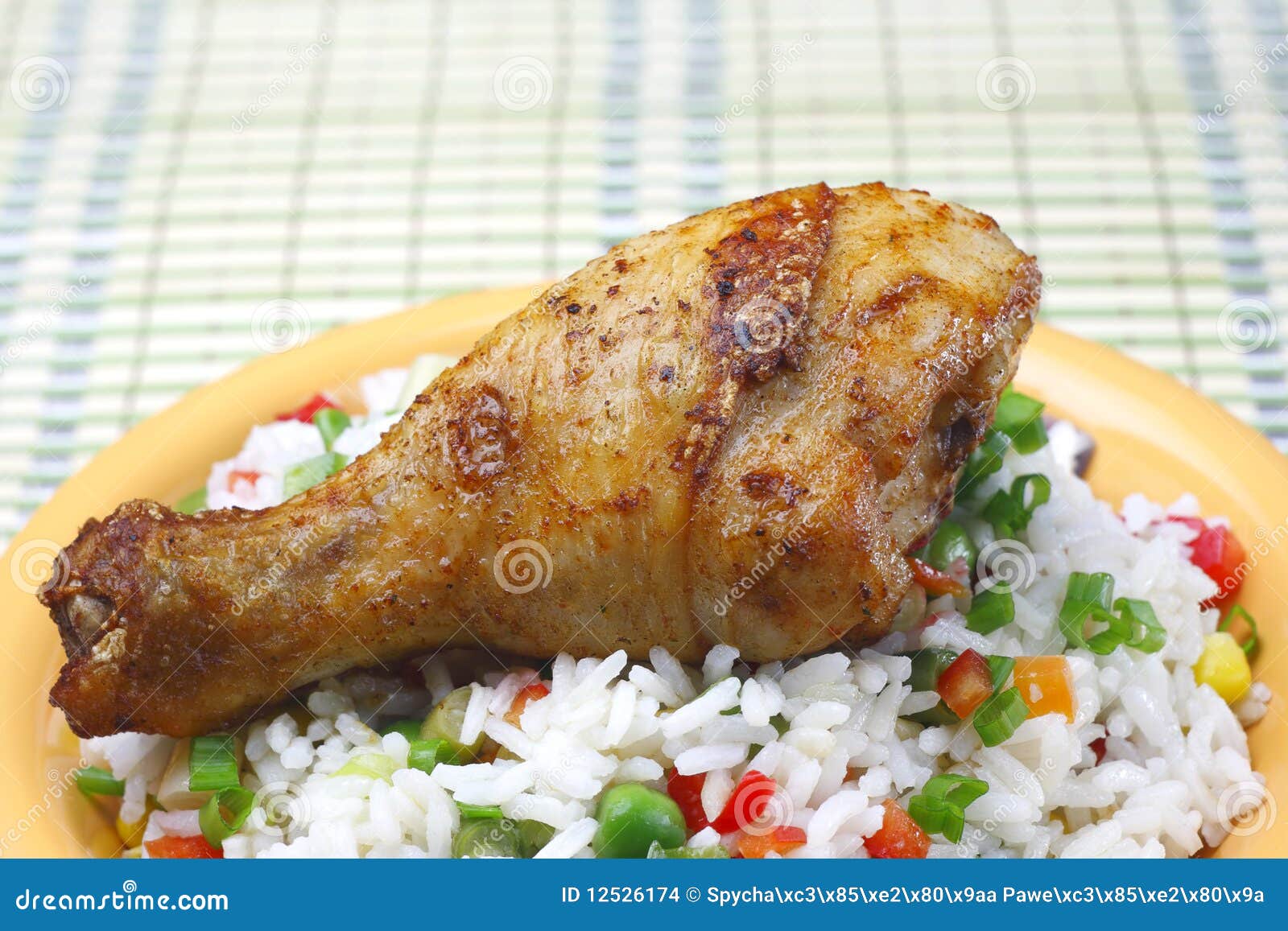 Fried chicken leg. stock photo. Image of vegetable, fresh - 12526174