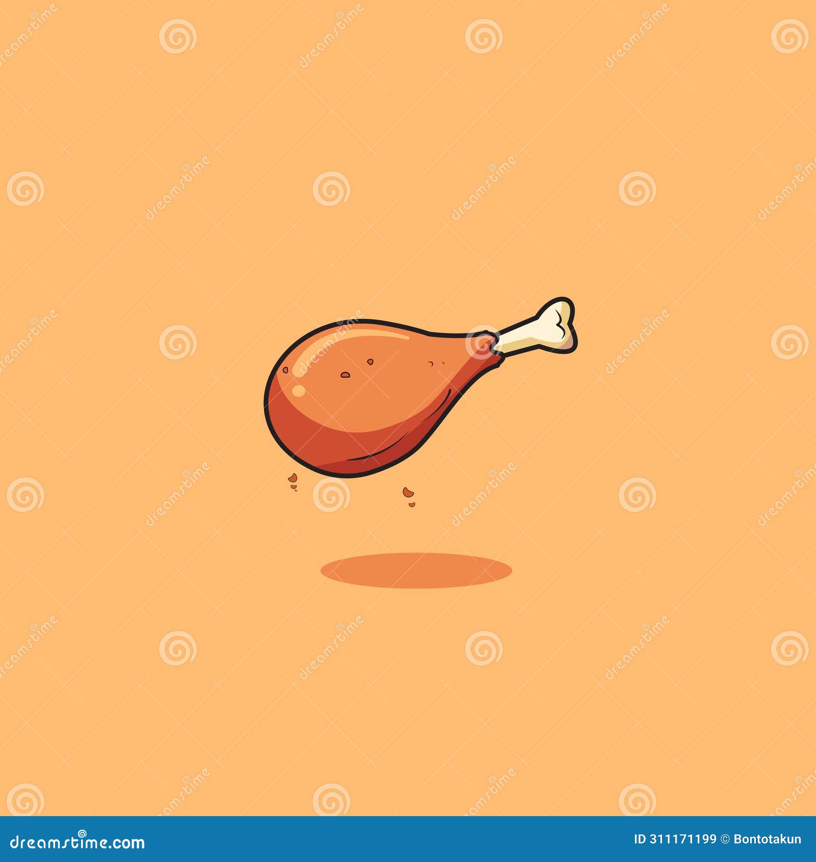 Fried chicken leg cartoon stock vector. Illustration of flat - 311171199