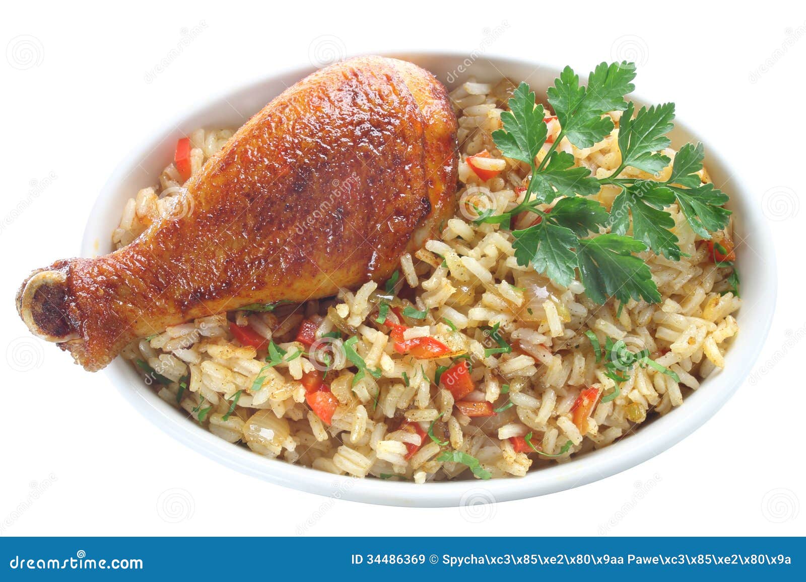 Fried chicken leg stock image. Image of fried, rice, delicious - 34486369