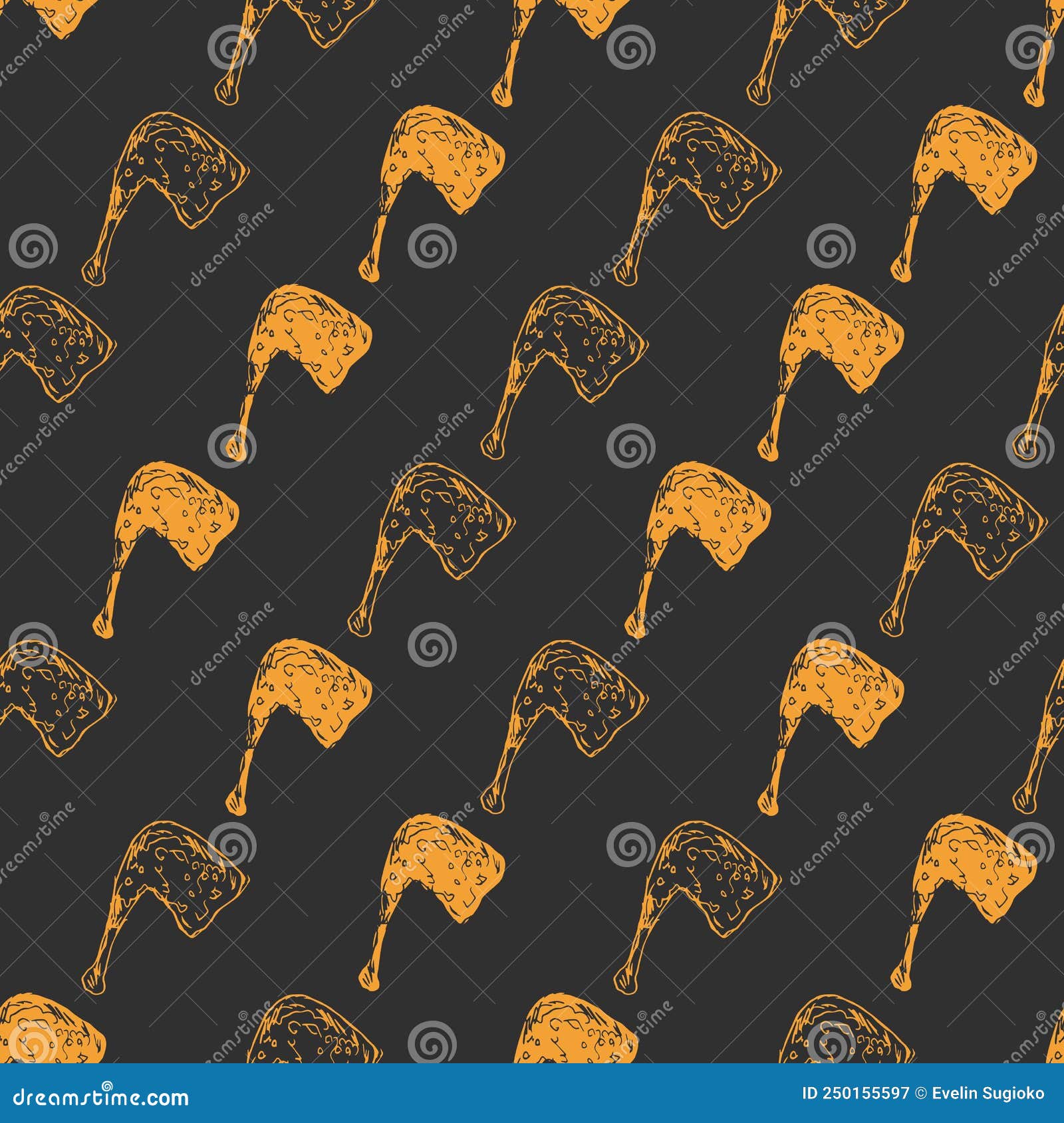 Fried Chicken Leg Vector Graphic Art Seamless Pattern Stock Vector ...